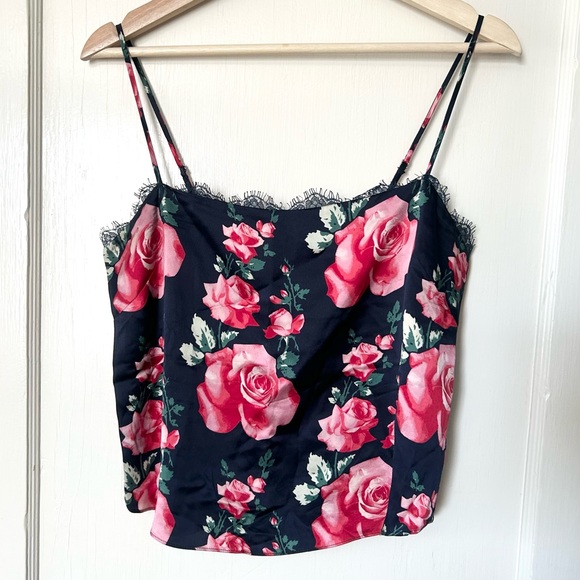 Fleur du Mal | Tops | Fleur Du Mal 0 Silk Floral Lace Cami Blouse ...